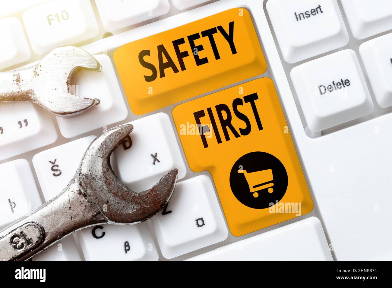 Conceptual display Safety First, Business concept used to say that the ...