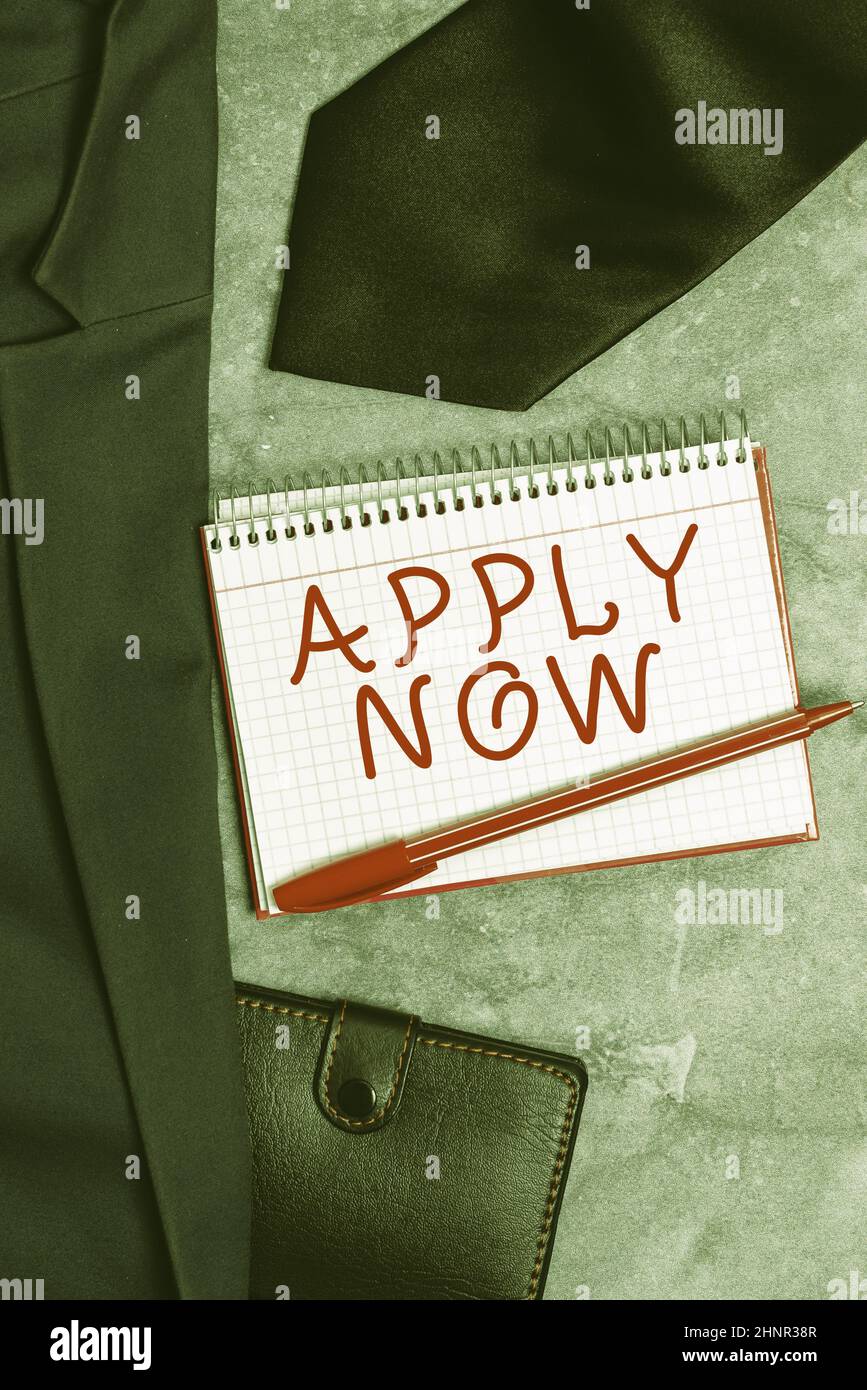 Conceptual caption Apply Now, Concept meaning request something ...