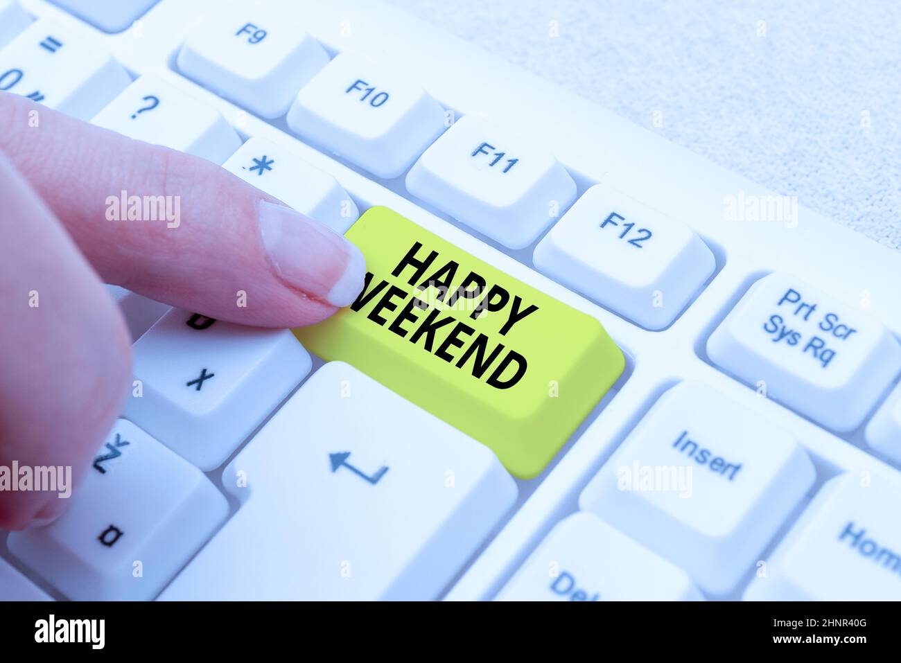 Conceptual caption Happy Weekend, Word for something nice has happened ...