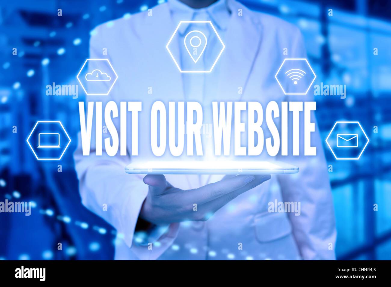 Text caption presenting Visit Our Website, Concept meaning visitor who ...
