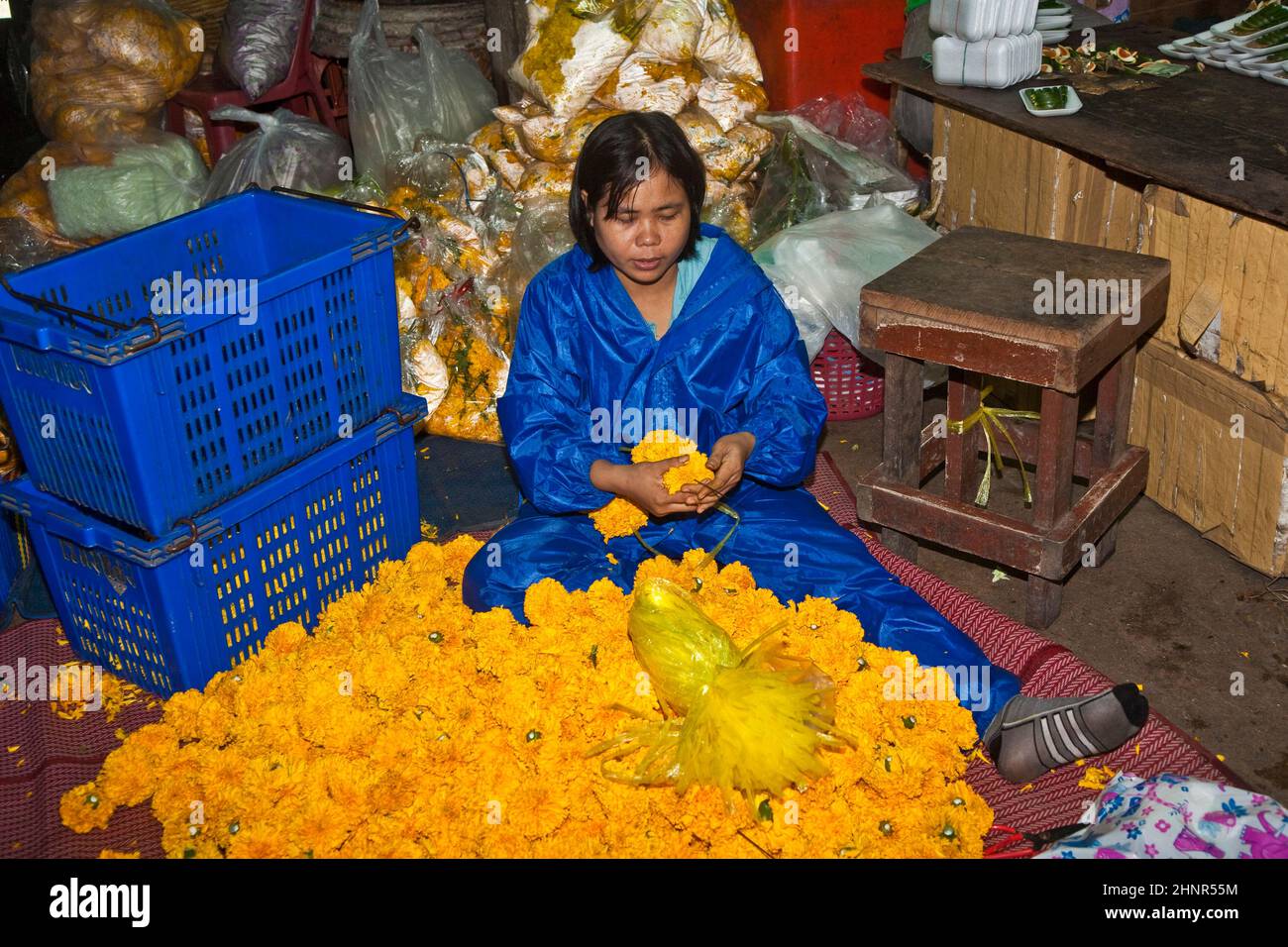 women are selling fresh flowers at the morning market Stock Photo - Alamy