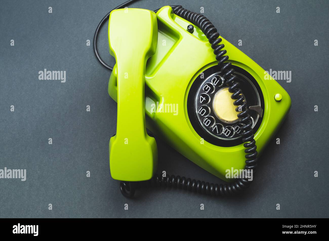 Classic phone with handset. vintage green telephone with phone receiver ...