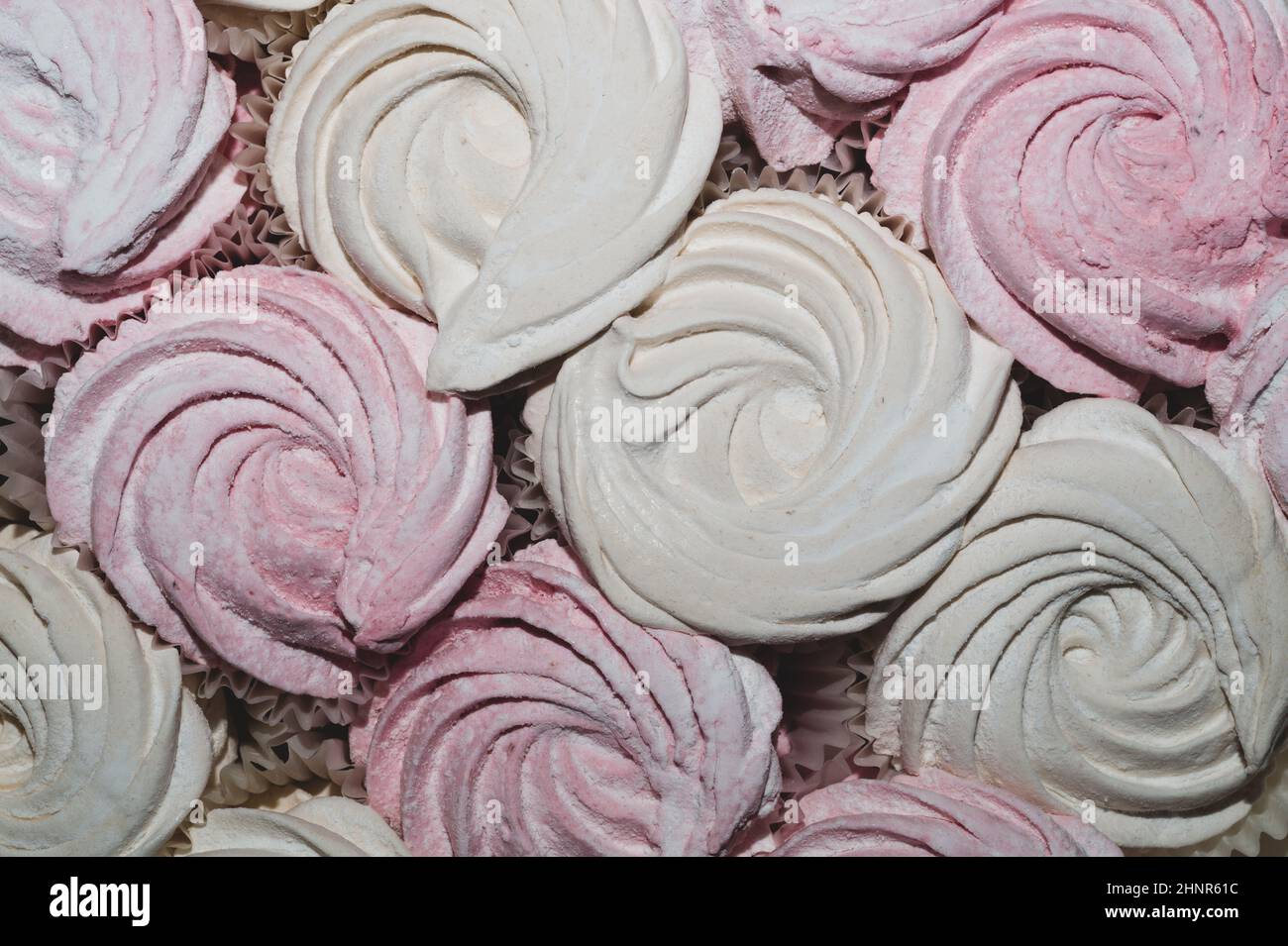 Pink and white zephyr. handmade marshmallow. sweet dessert Stock Photo ...