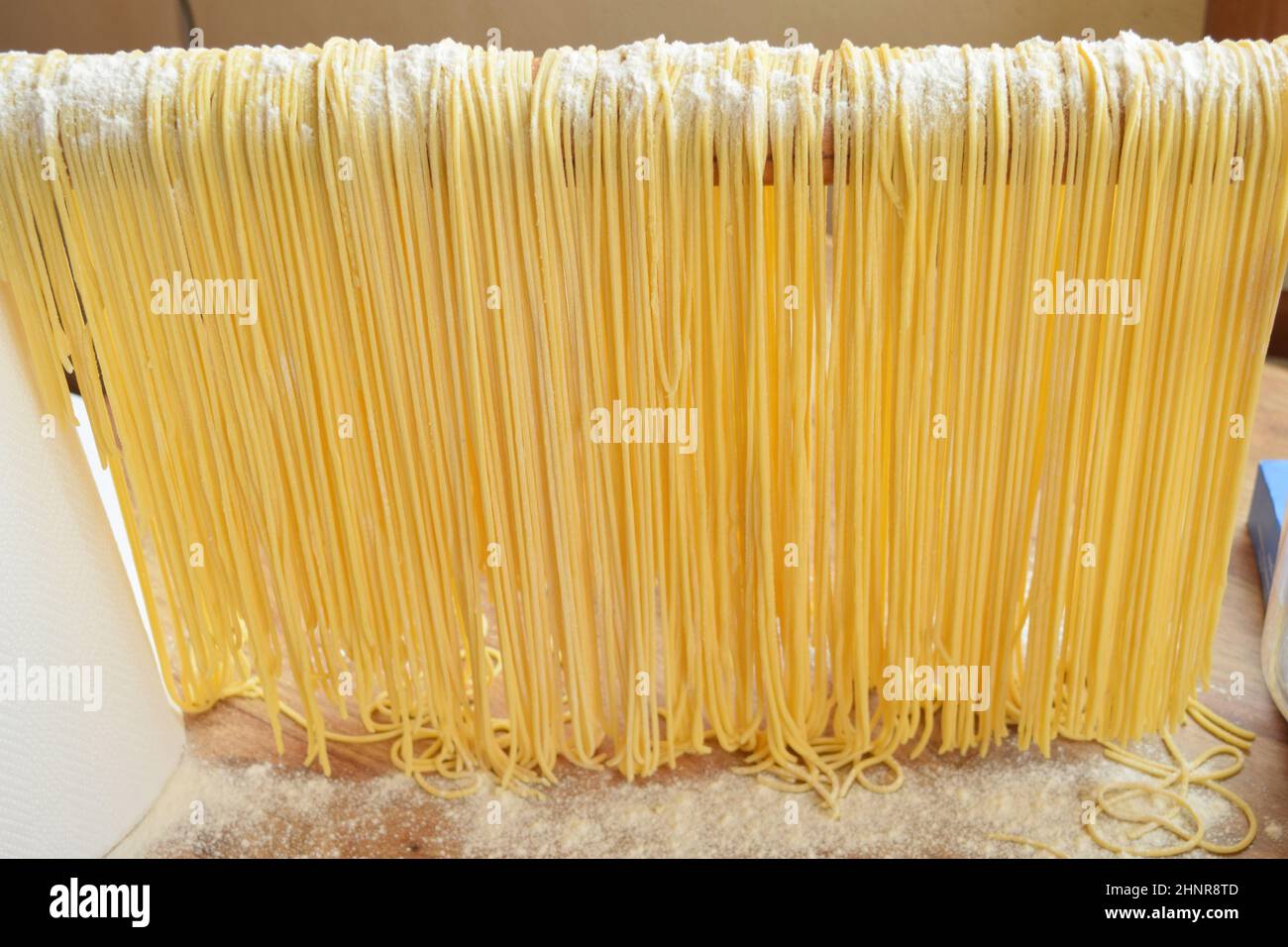 egg pasta preparation phase at home: drying Stock Photo - Alamy