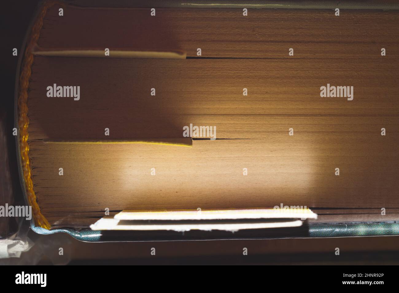 Old book edge. book with bookmarks Stock Photo - Alamy