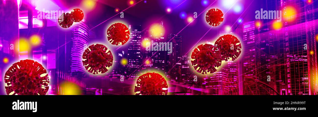 Dangerous corona virus, SARS pandemic risk concept. 3D illustration ...