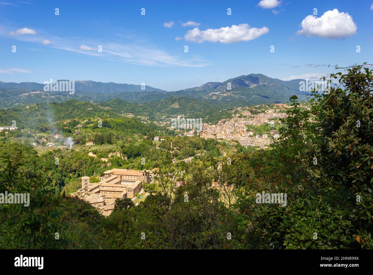 Landscape of little medieval town Subiaco, with Saint Benedict ...