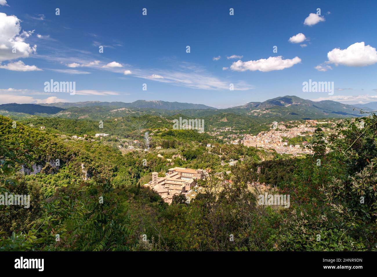Landscape of little medieval town Subiaco, with Saint Benedict ...