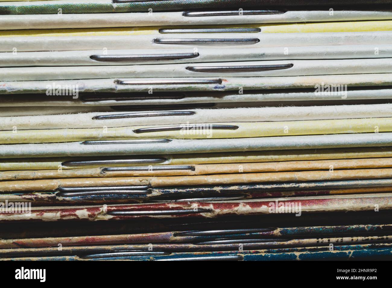 Stack of old magazines. pile of retro newspapers. vintage journals lie ...