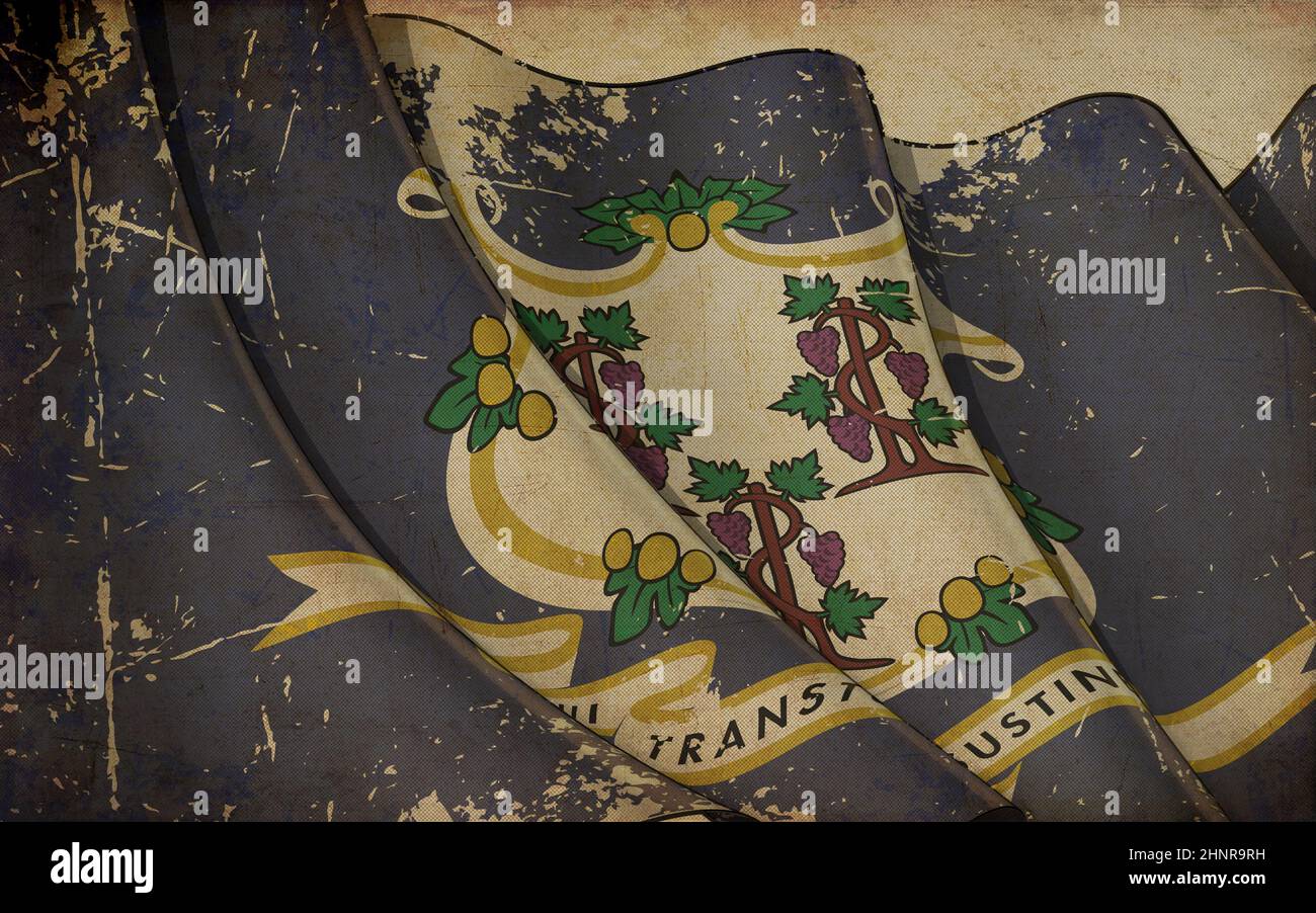 Background illustration of an old paper with a print of a waving Flag ...