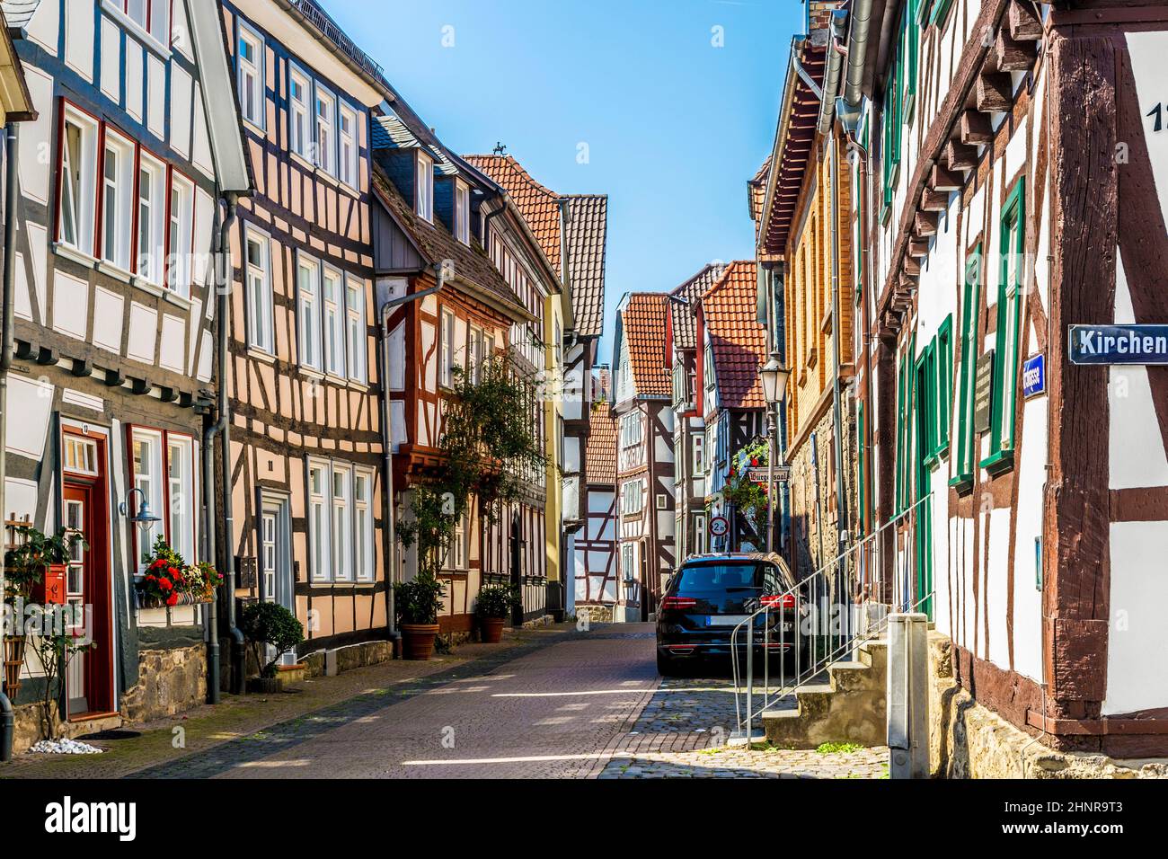 view of famous old town of Lich Stock Photo - Alamy