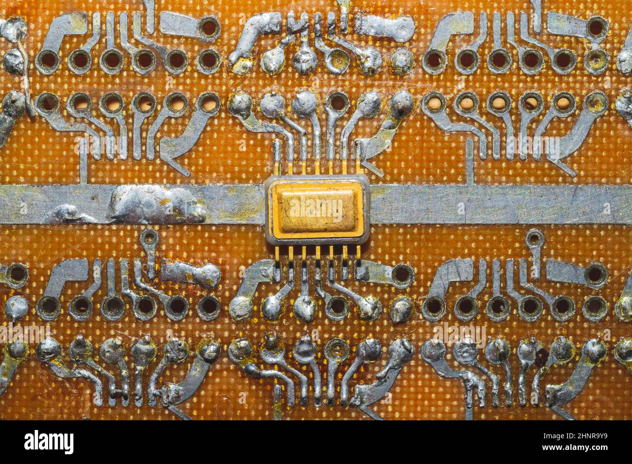 Handmade circuit board with microchip. integrated scheme. industrial ...