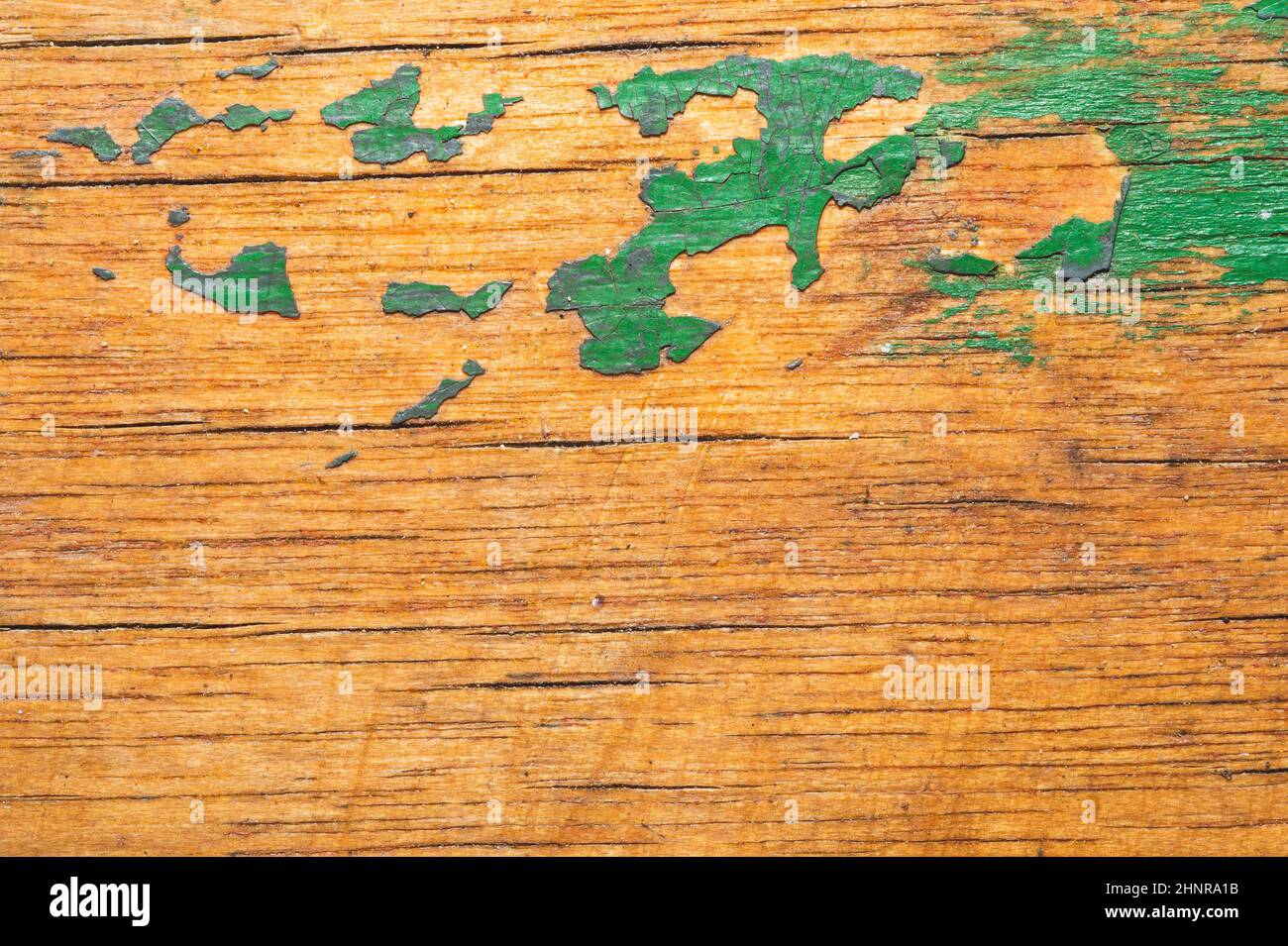 Rough wood with green paint spots. old wooden texture. scratched and ...