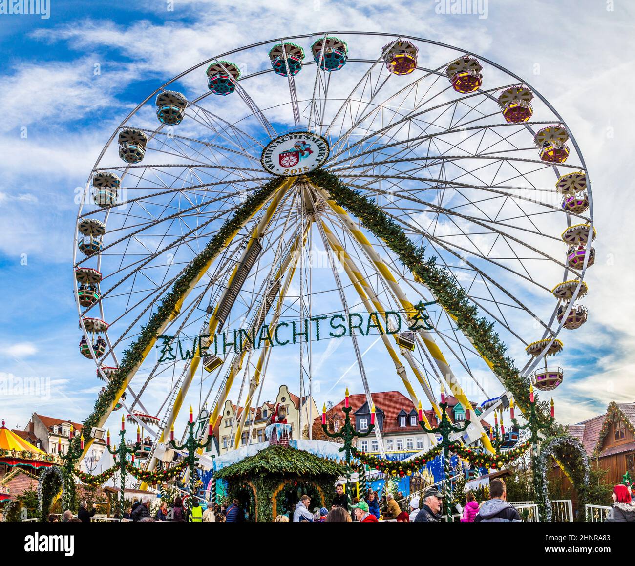 people visit big wheel at christkindl market in Erfurt Stock Photo - Alamy