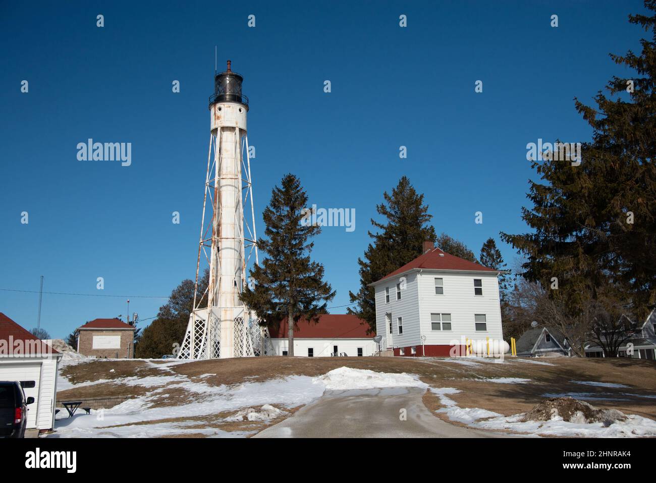 Winter Landscape Sturgeon Bay Lighthouse, Wisconsin USA Stock Photo - Alamy