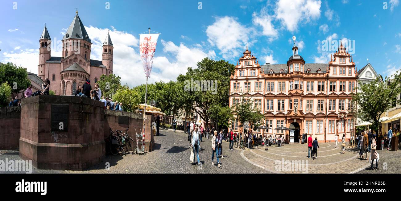Old Historic Gutenberg Museum with blue sky in Mainz Stock Photo - Alamy