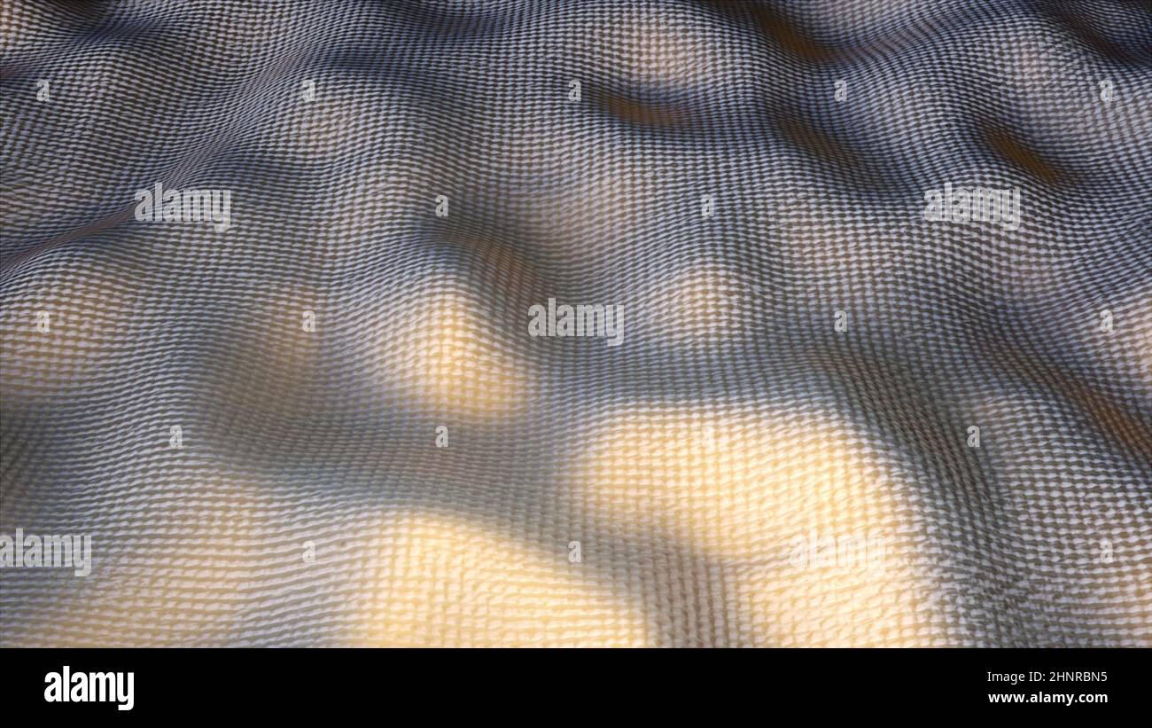 Computer generated a wavy cloth. 3D rendering of a textured fabric ...