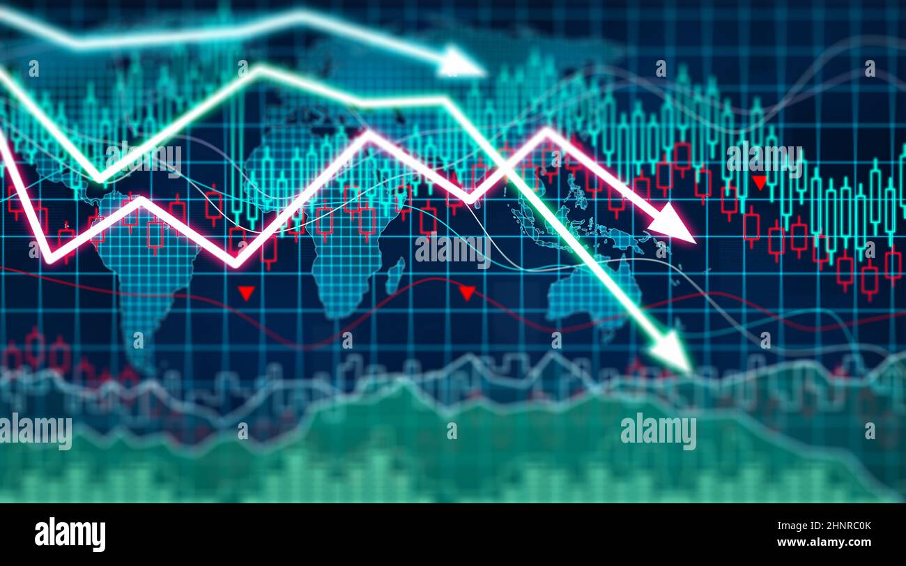 Graphs representing the stock market crash. 3d illustration Stock Photo ...