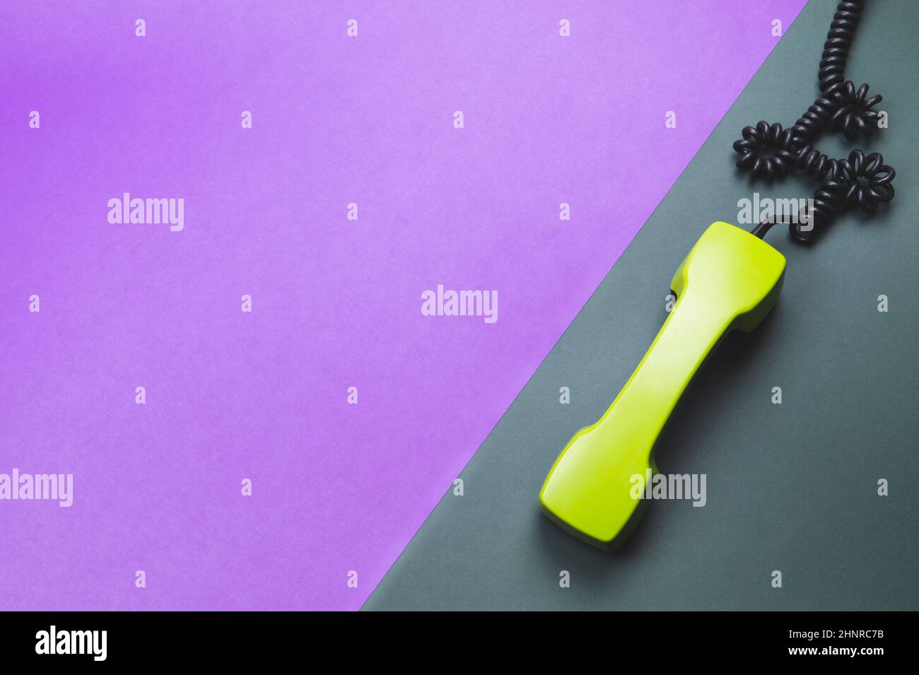 Vintage green telephone handset. phone receiver isolated on color ...