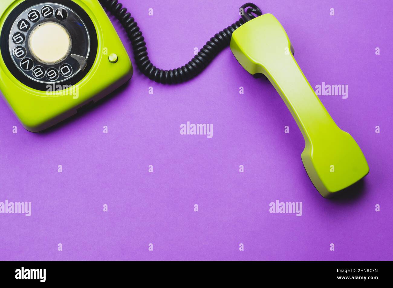 Classic phone with handset. vintage green telephone with phone receiver ...