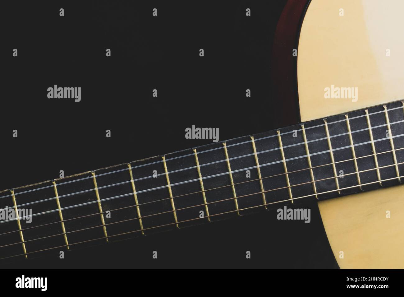 Guitar close up. acoustic musical instrument. strings on the guitar ...