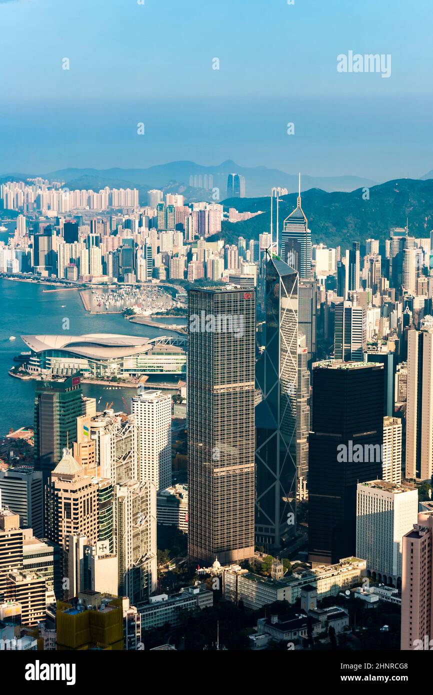 The International Finance Centre with city skyline in Victoria, Hong ...