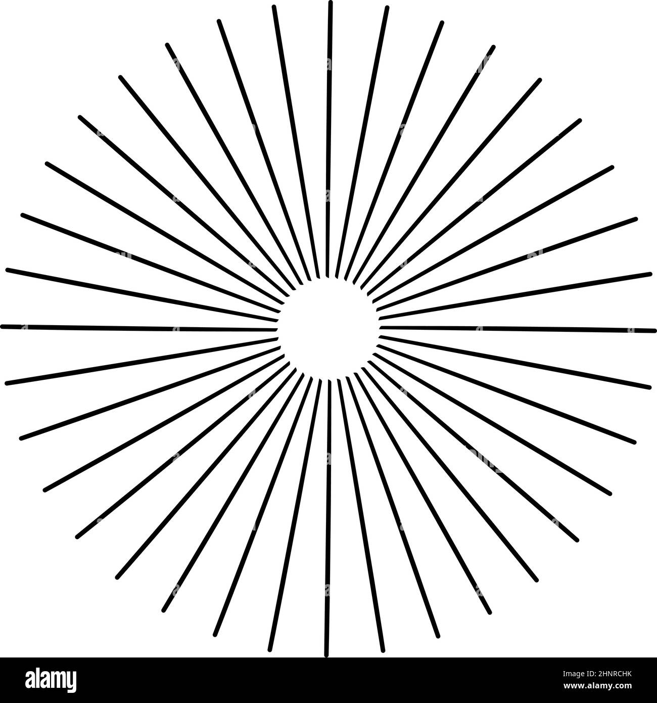 Radial, converging, radaiating lines. Abstract circular element. Beams ...