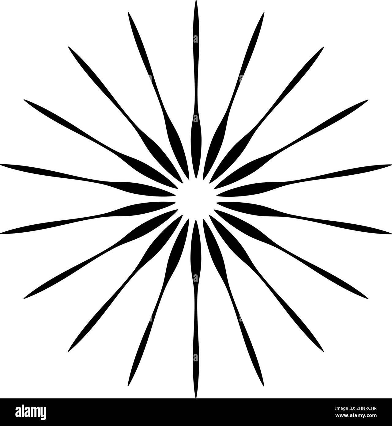 Radial, converging, radaiating lines. Abstract circular element. Beams ...