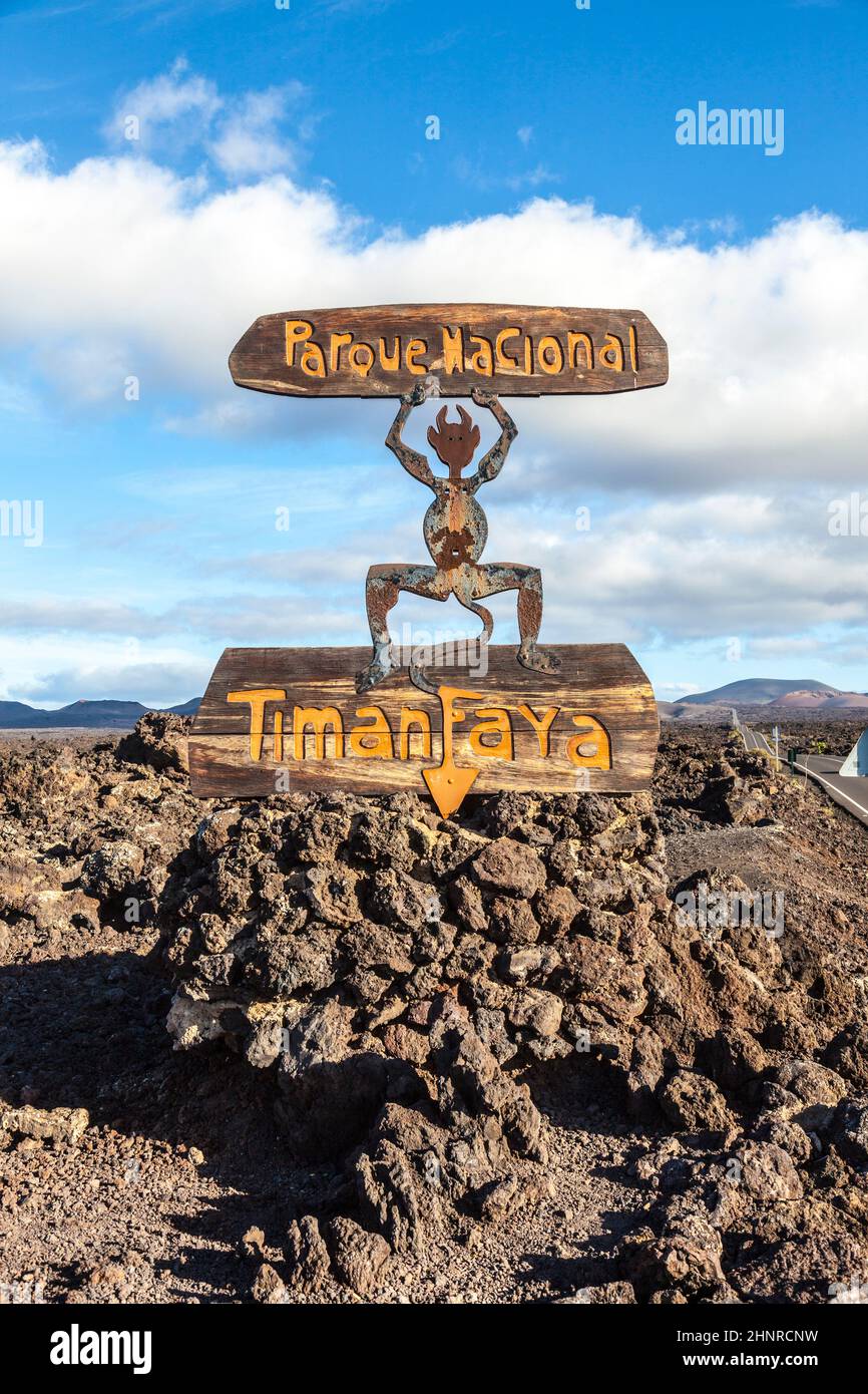 Devil sign by entrance Timanfaya National Park in Lanzarote Stock Photo - Alamy