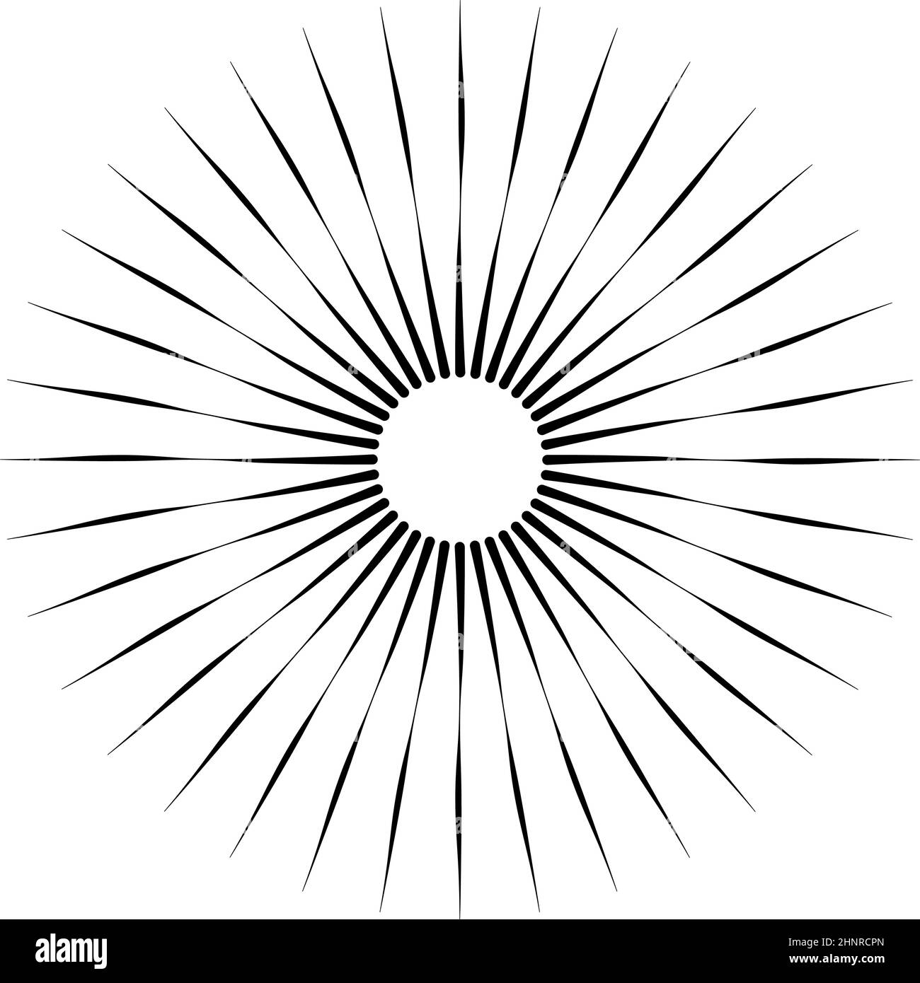 Radial, converging, radaiating lines. Abstract circular element. Beams ...