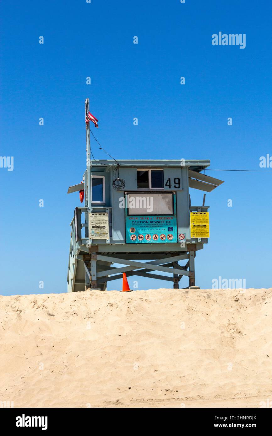 empty beach hut at empty beautiful beach in Redondo beach Stock Photo ...