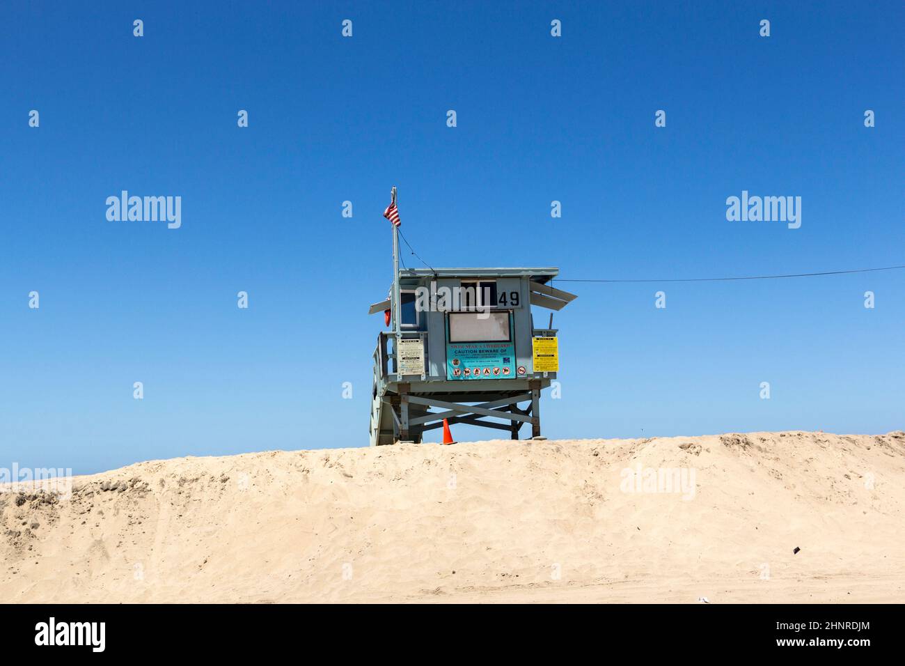 empty beach hut at empty beautiful beach in Redondo beach Stock Photo ...