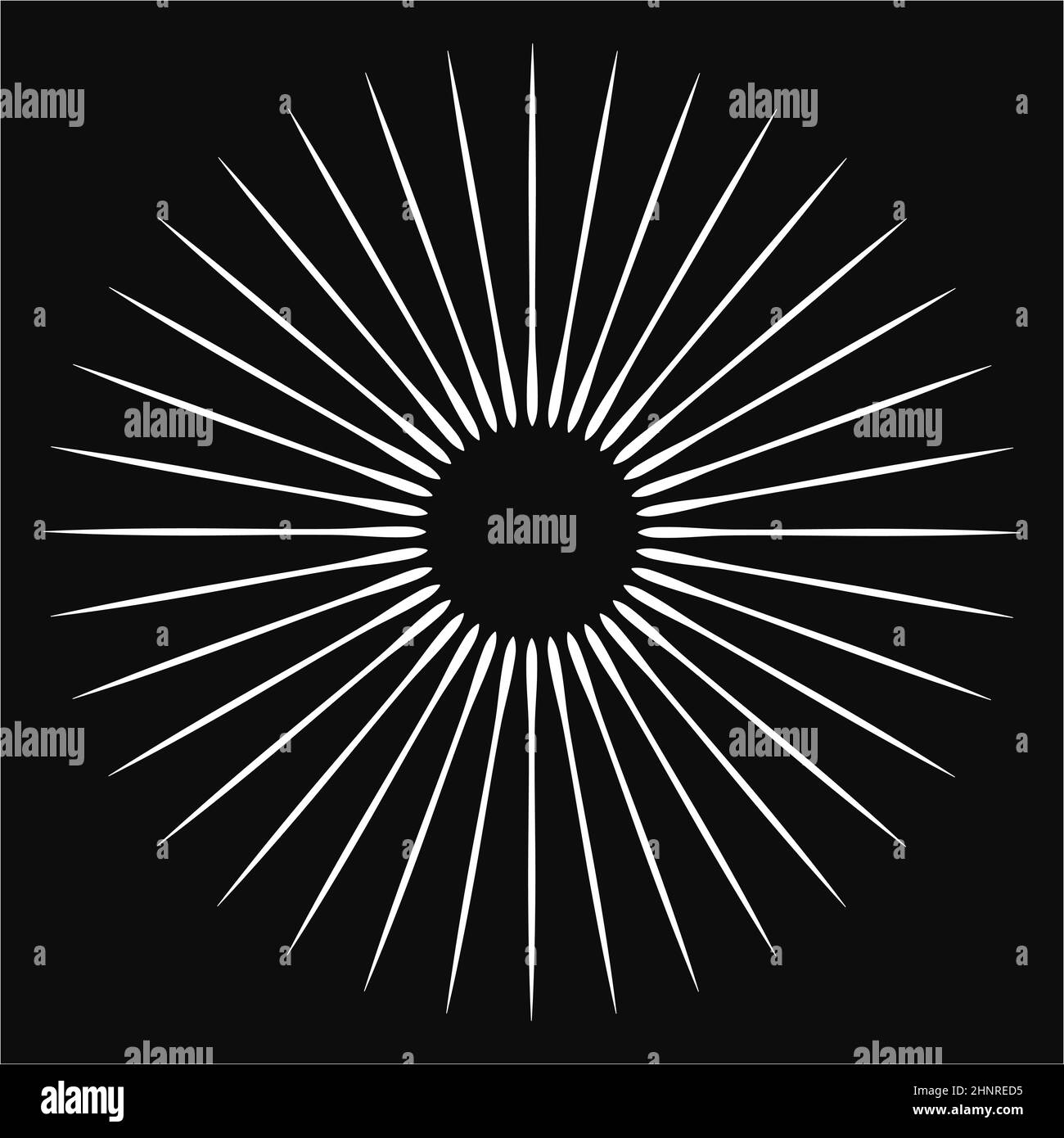 Radial, converging, radaiating lines. Abstract circular element. Beams ...