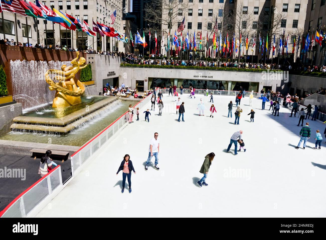 Skaters at Rockefeller Center, New York City, NY USA at Easter time ...