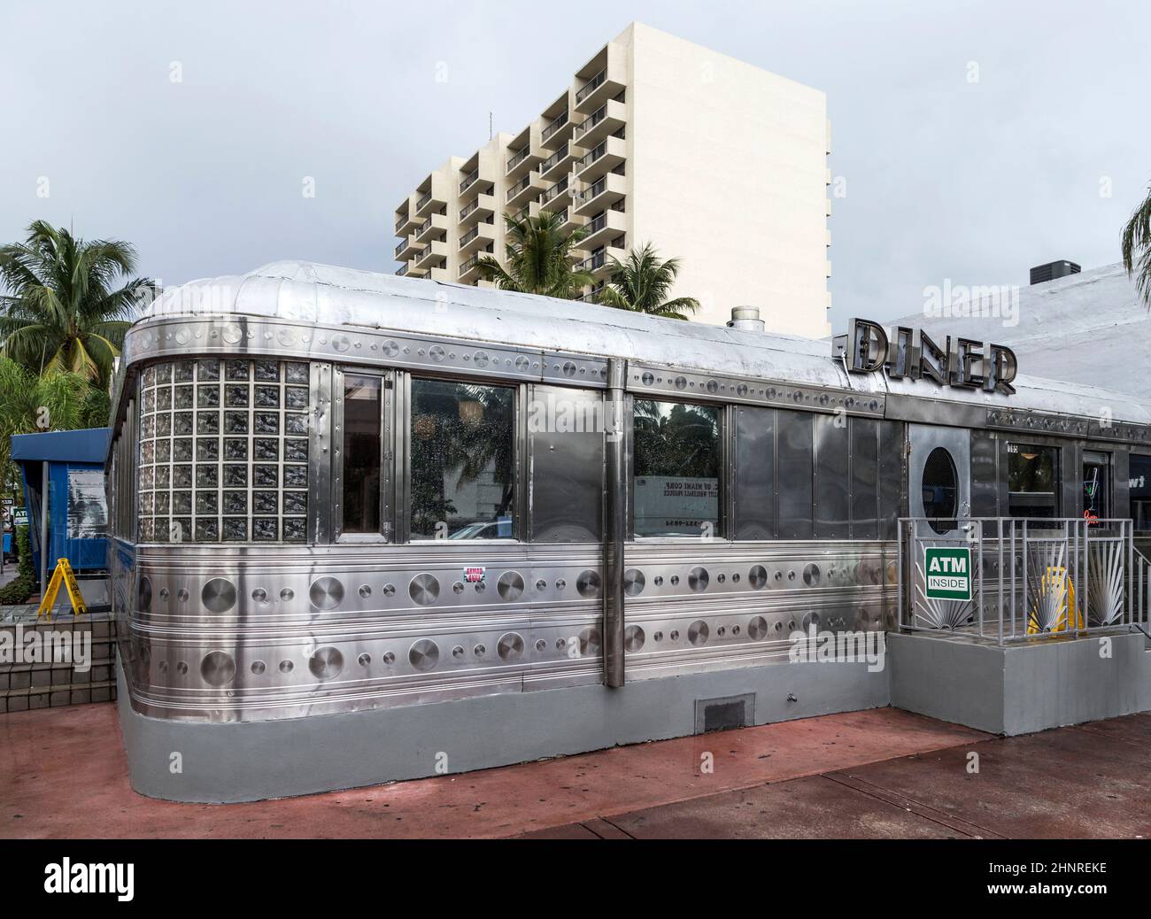 facade of vintage fast food restaurant the Diner in Miami, USA Stock ...