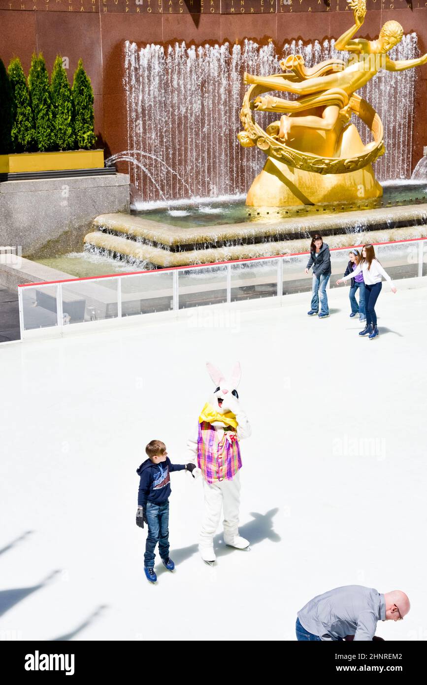 Skaters at Rockefeller Center, New York City, NY USA at Easter time ...