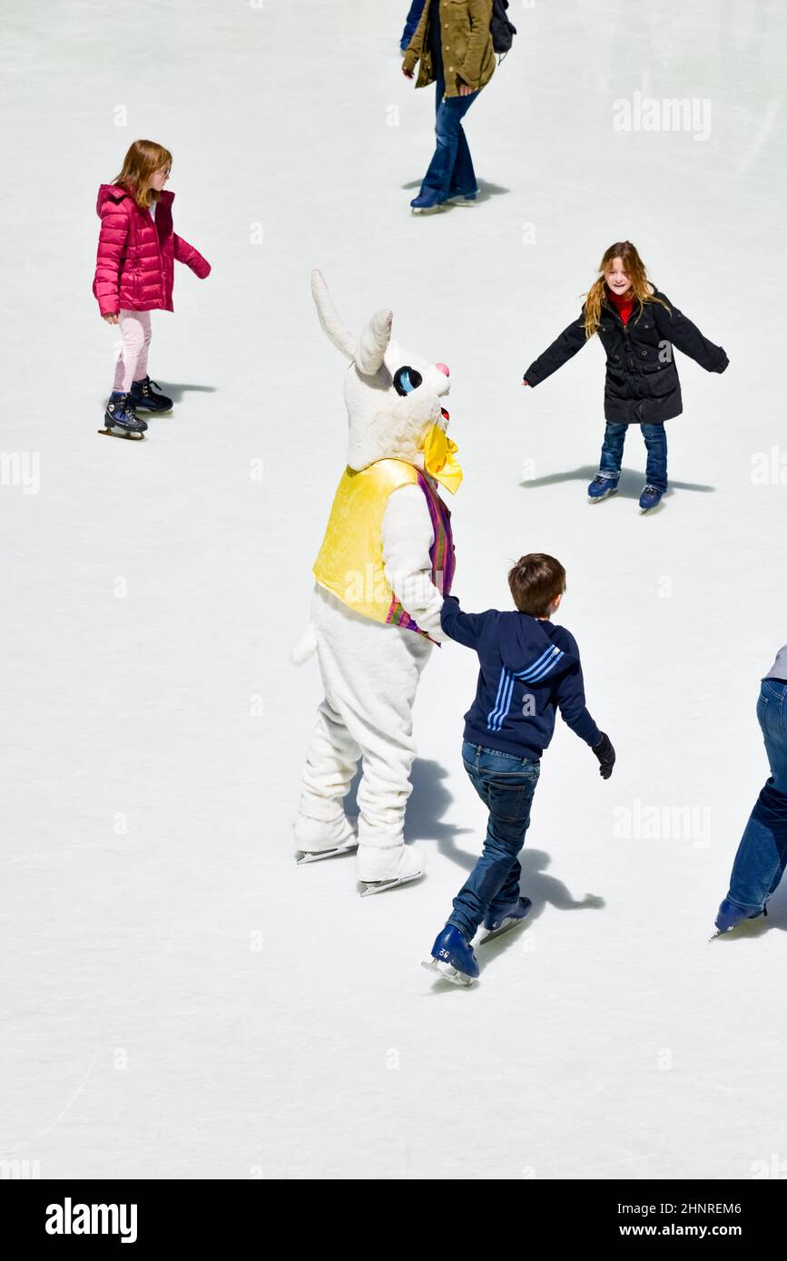 Skaters at Rockefeller Center, New York City, NY USA at Easter time ...
