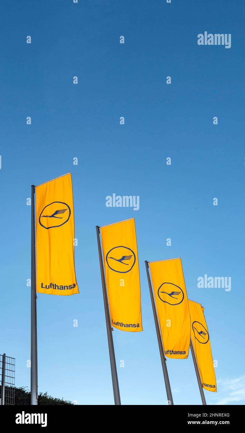 Lufthansa flag with Lufthansa symbol Stock Photo - Alamy