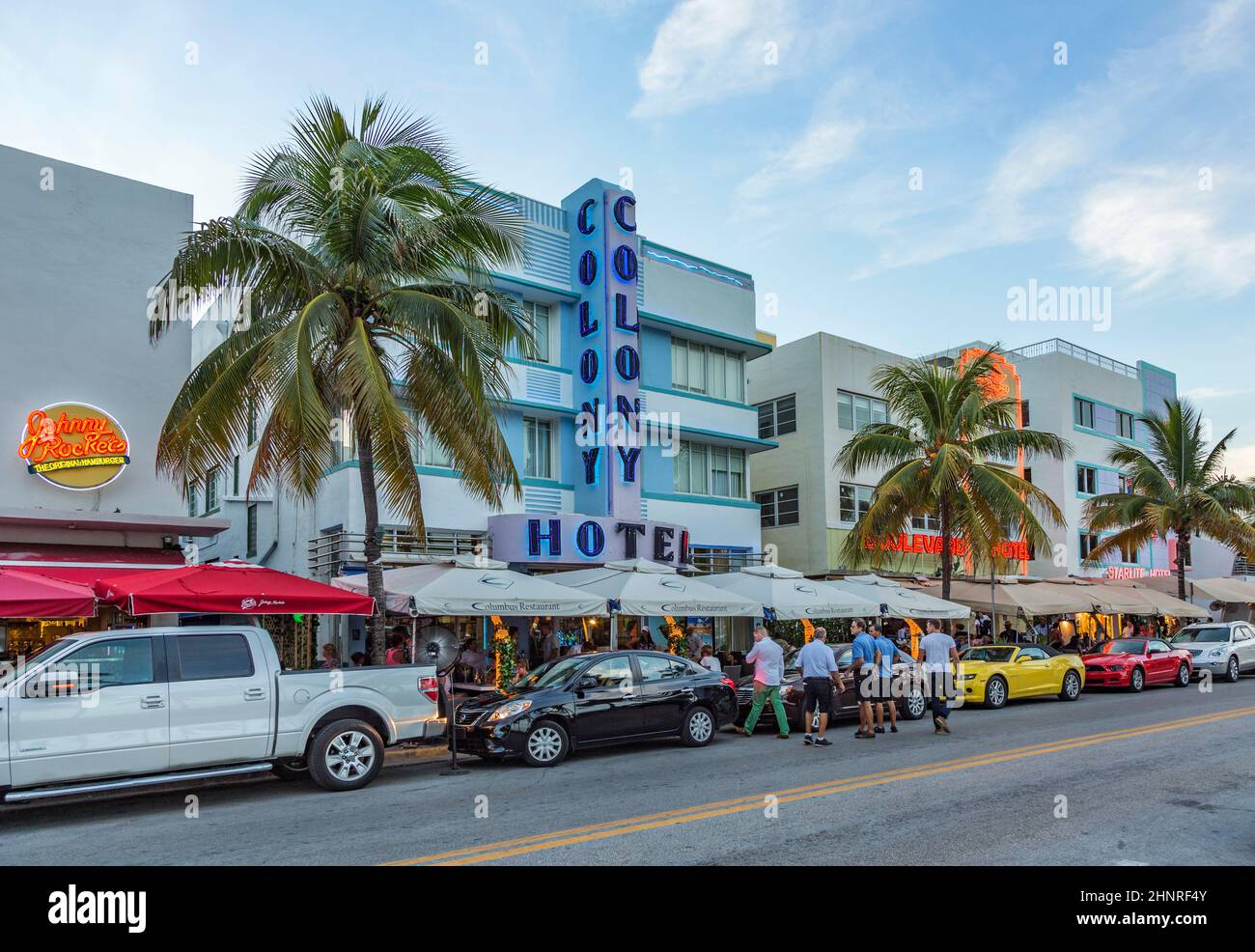 Night view at Ocean drive in Miami Stock Photo - Alamy