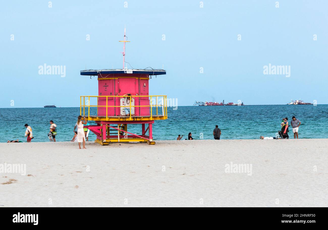Lifeguard Stand, South Beach Miami, Florida Stock Photo - Alamy