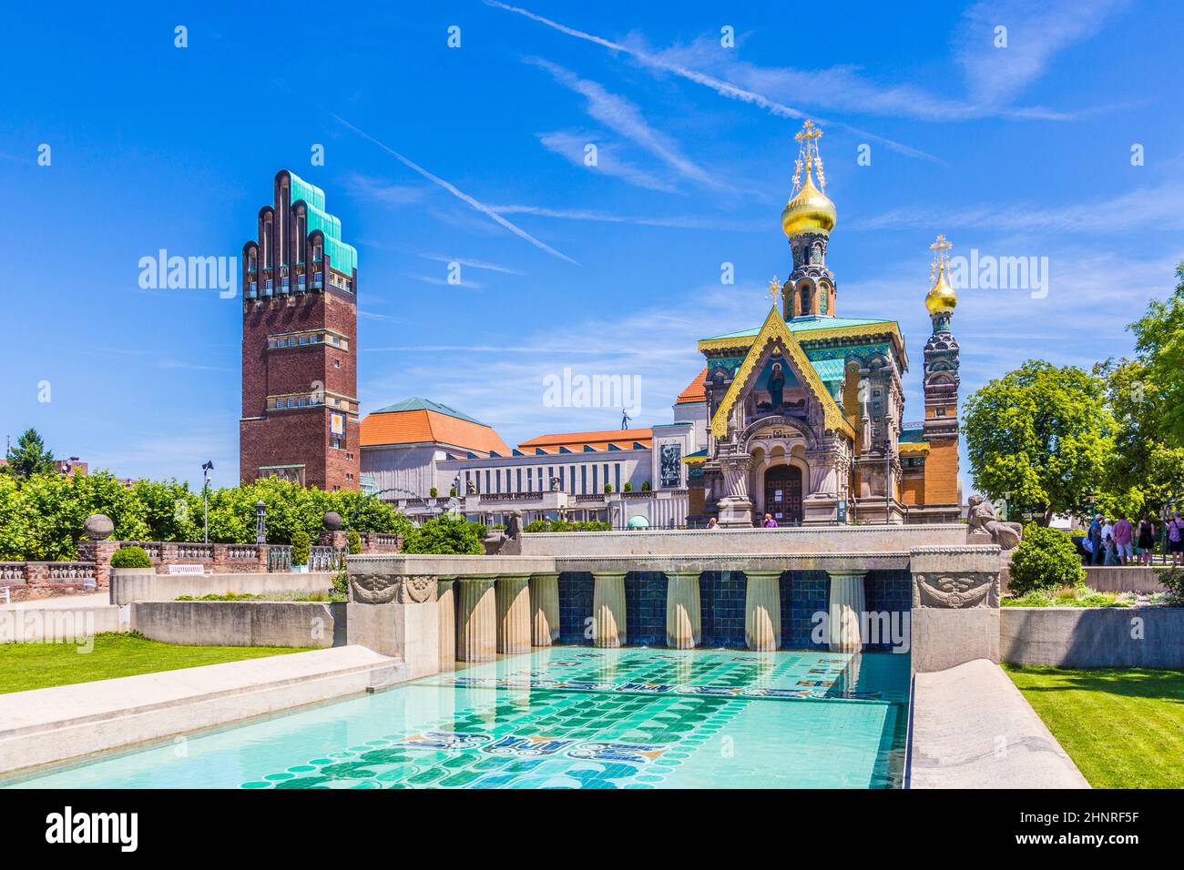 people visit Mathildenhoehe in Darmstadt Stock Photo - Alamy