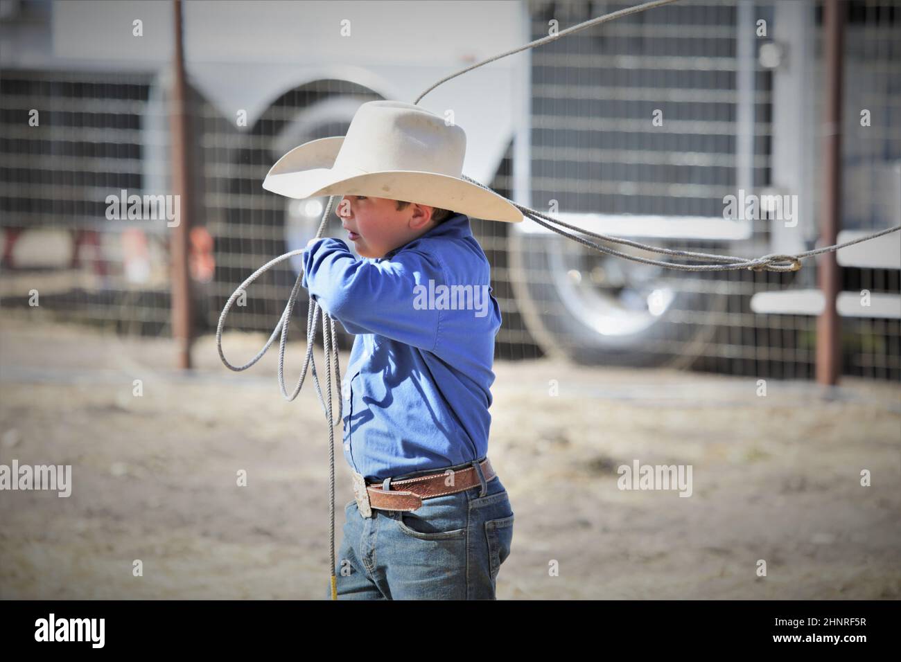 practice FOR ROPING CONTEST BETWEEN 5 AND 6 YEAR OLD boys at small ...