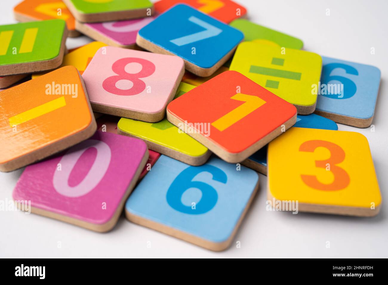 Math number colorful on white background, education study mathematics ...