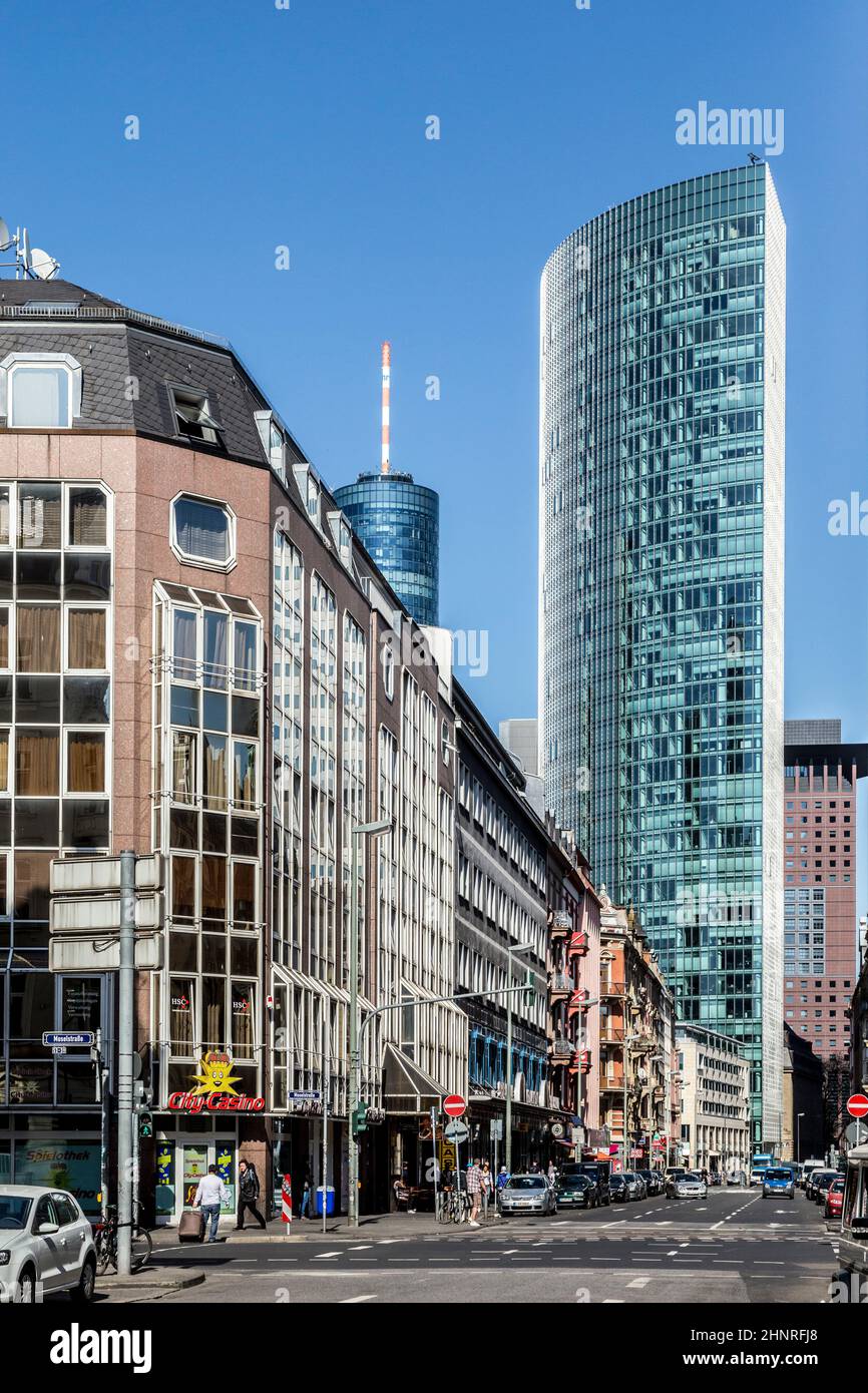 iew on office skyscraper building in Frankfurt, Germany at ...