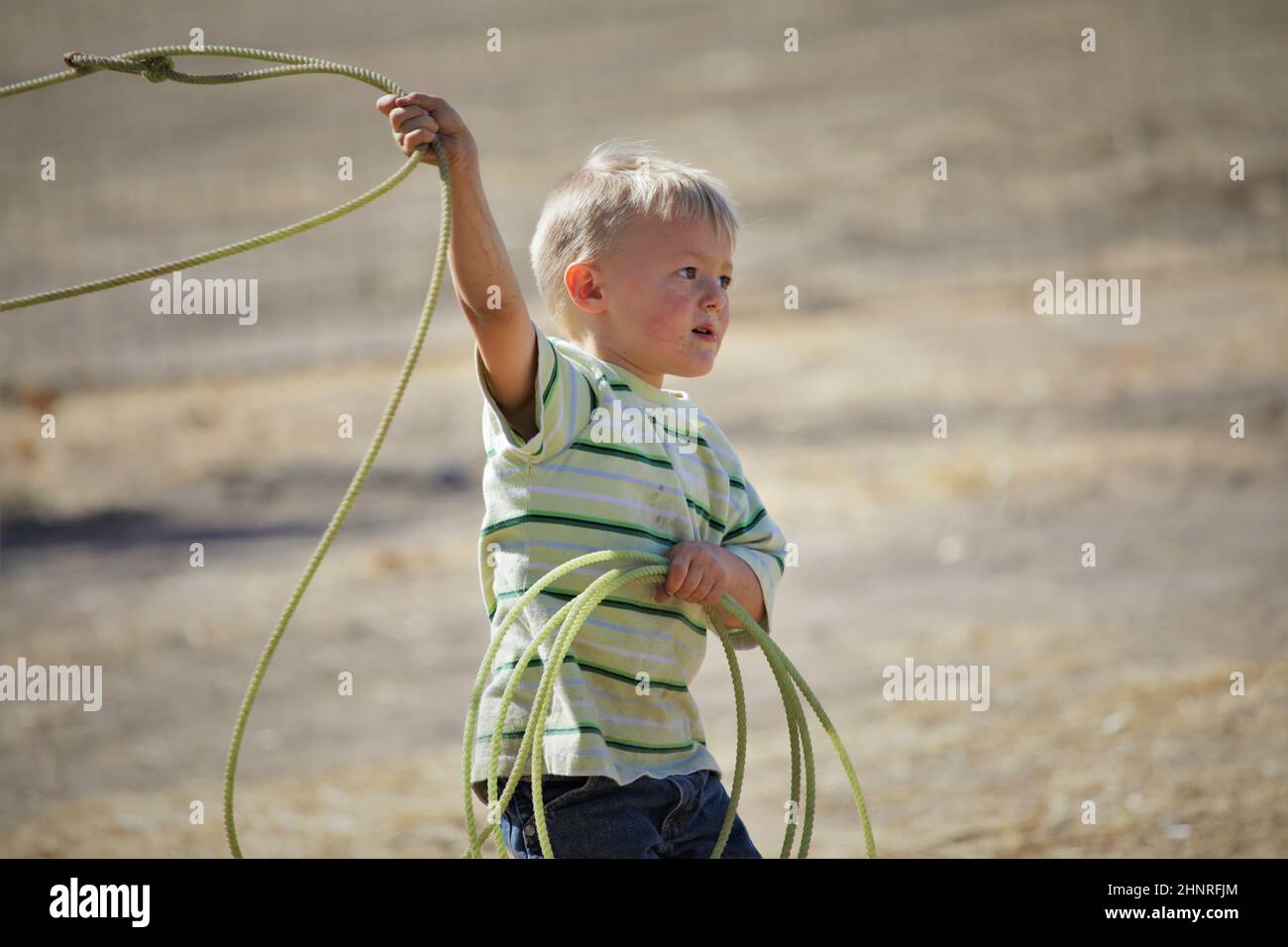 practice FOR ROPING CONTEST BETWEEN 5 AND 6 YEAR OLD boys at small ...
