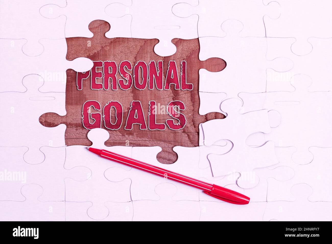 Text caption presenting Personal Goals, Word Written on Target set by a ...