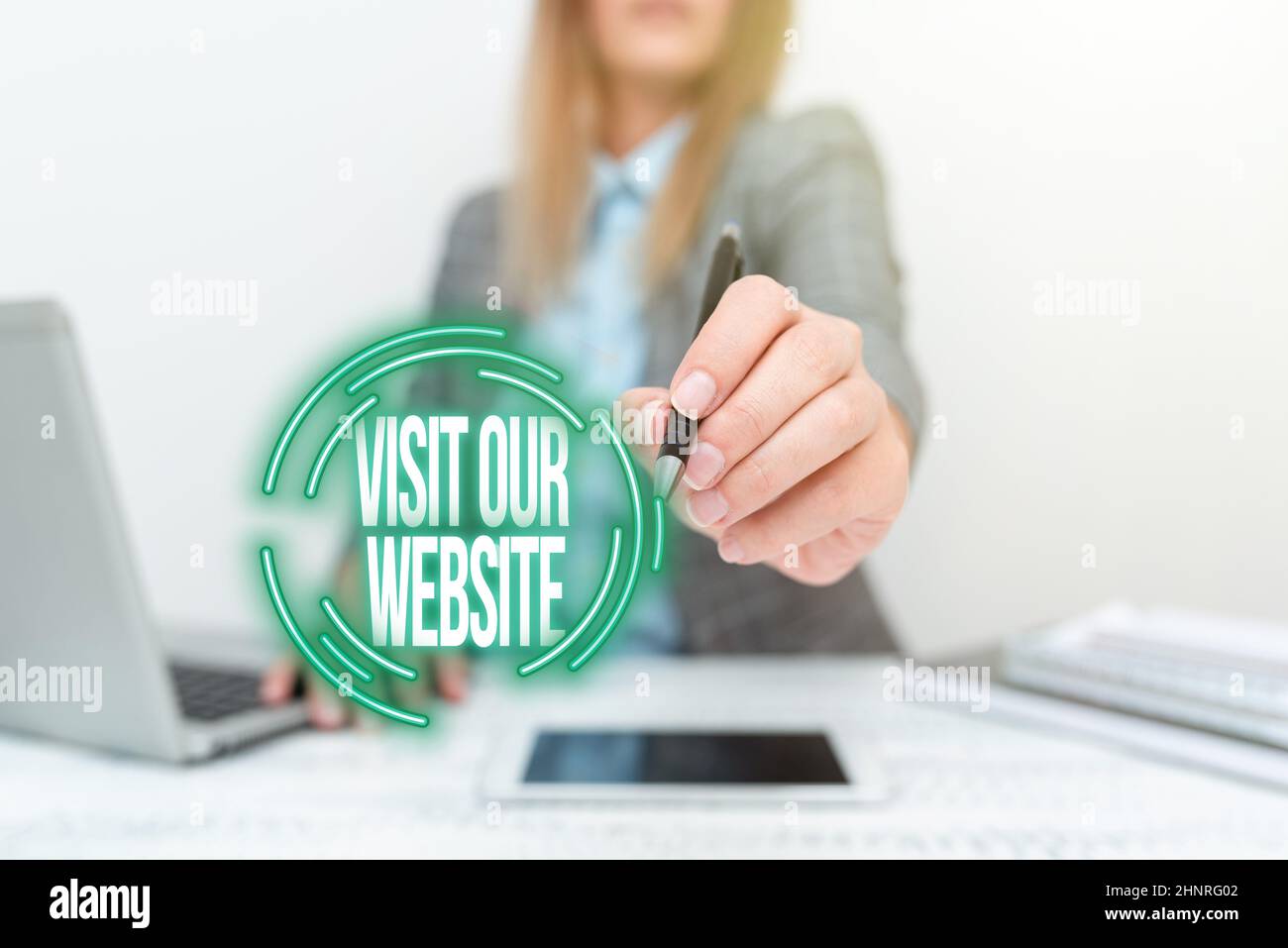 Sign displaying Visit Our Website, Business concept visitor who arrives ...