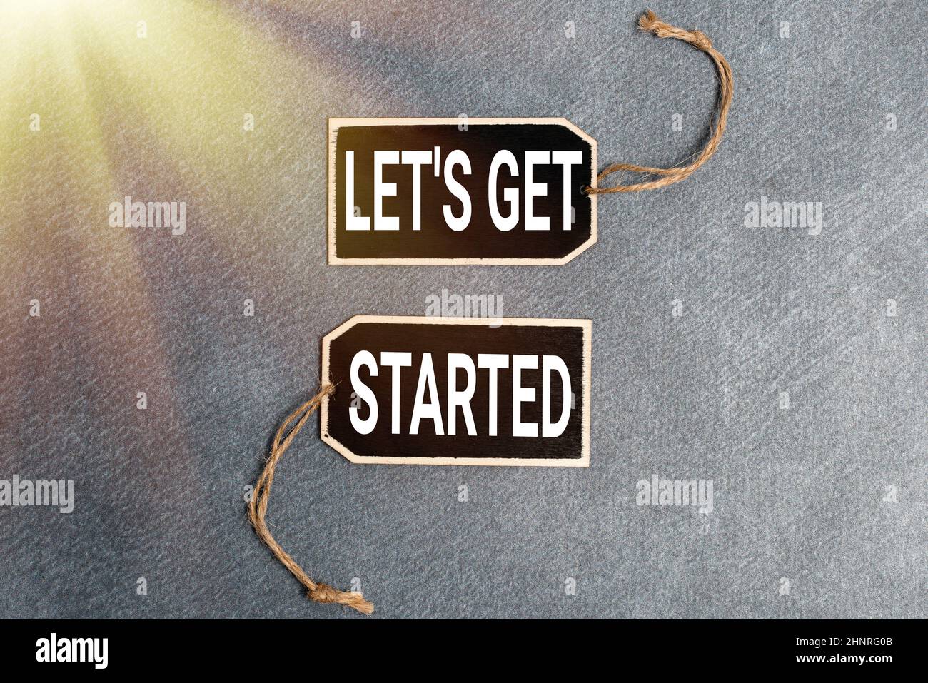 Text sign showing Let S Get Started, Concept meaning encouraging someone to begin doing ...