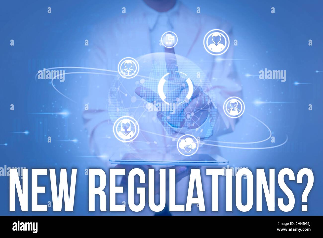 Text sign showing New Regulations Question, Business showcase rules ...