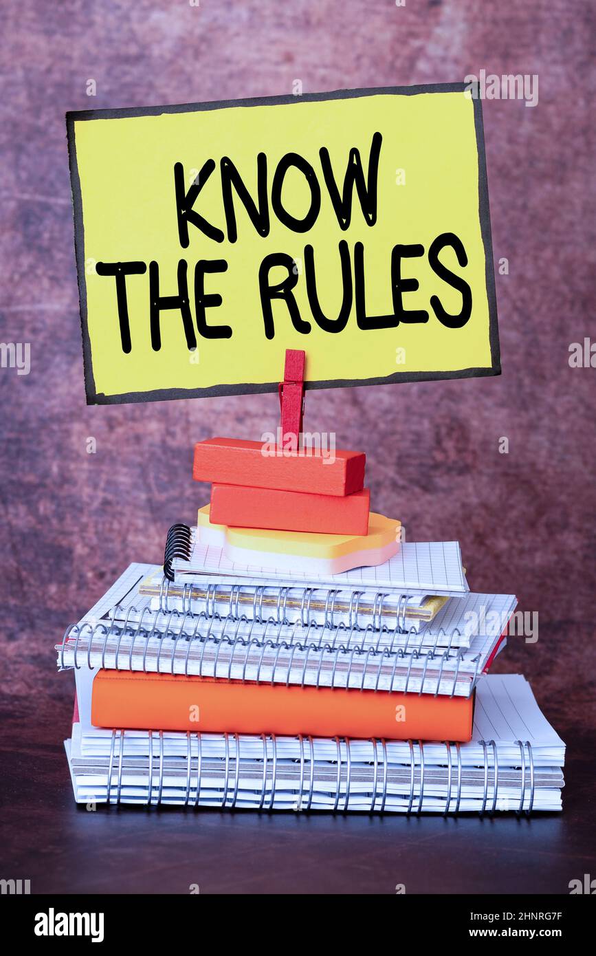 Inspiration showing sign Know The Rules, Conceptual photo set explicit ...
